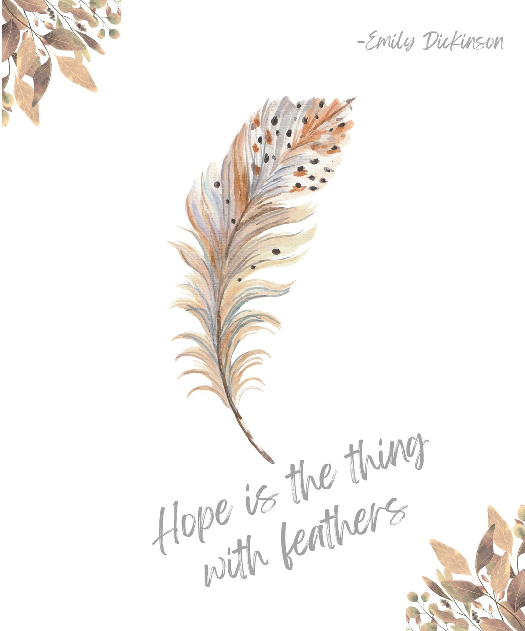 Hope is the Thing With Feathers Wall Art | Emily Dickinson Poetry ...