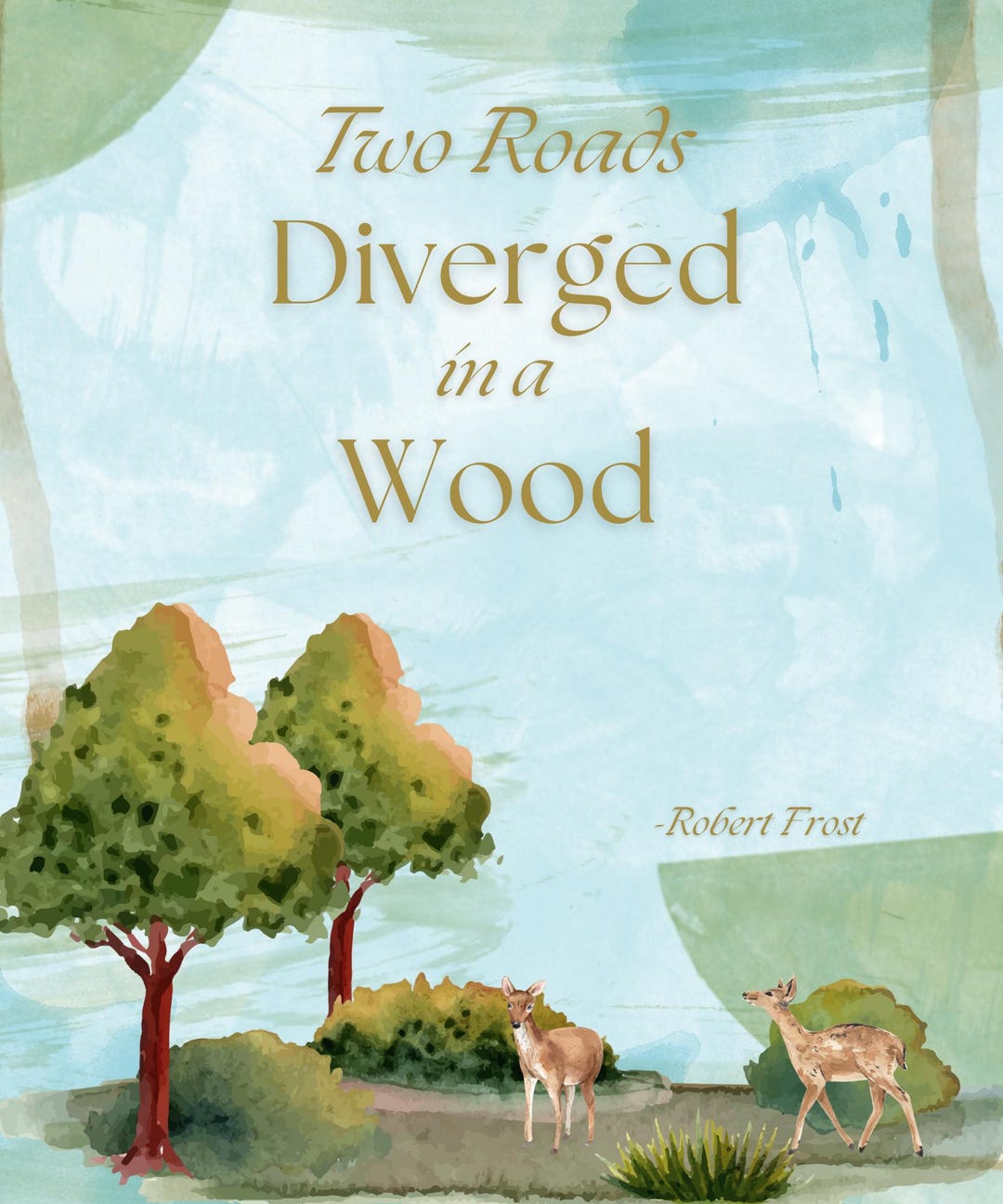 Two Roads Diverged in a Wood Wall Art | Robert Frost Poetry Poster ...