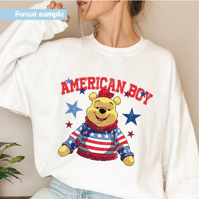 Retro American Winnie the Pooh Png, Winnie Wear American Sweater Png ...