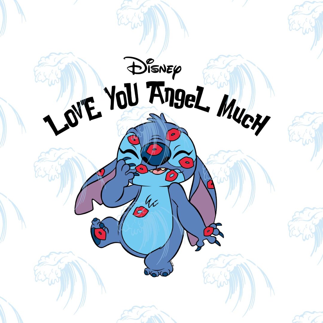 Love You Angel Much Png, Stitch is My Valentine Png, Couple Disney ...