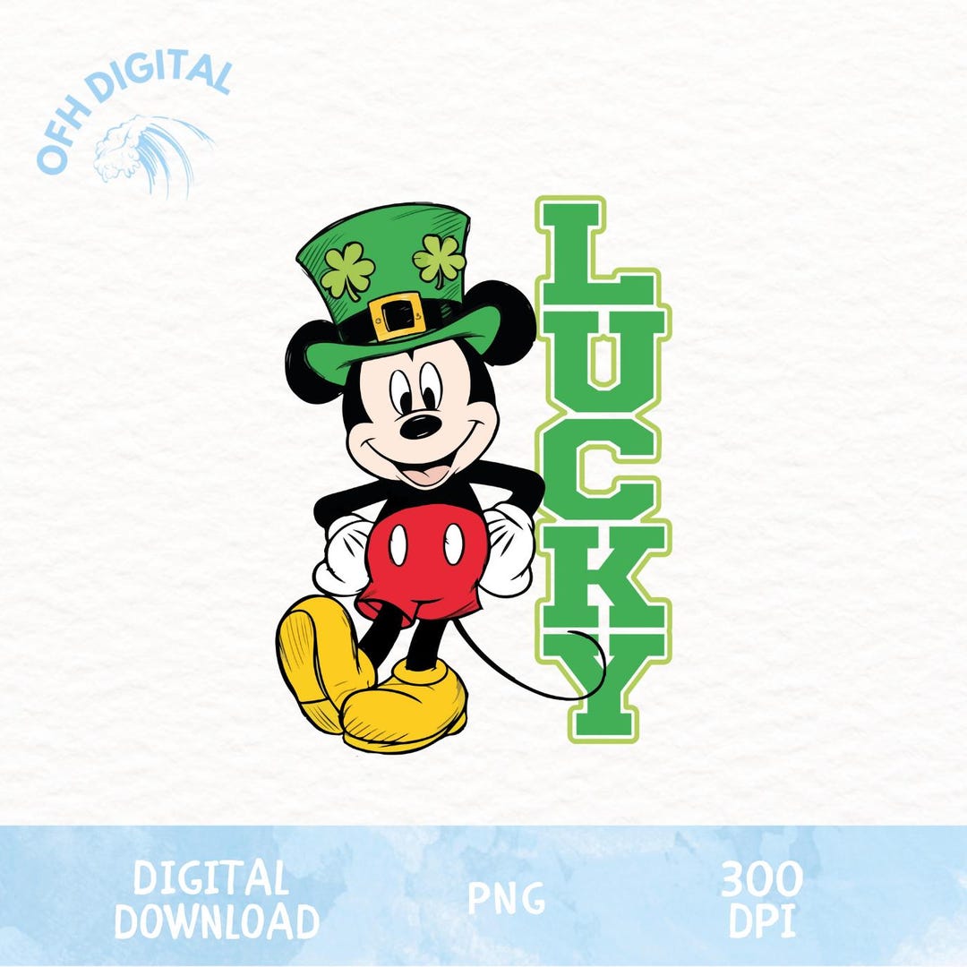 Mouse Lucky Text Png, Disney Mouse Png, Trendy St Patricks Designs ...