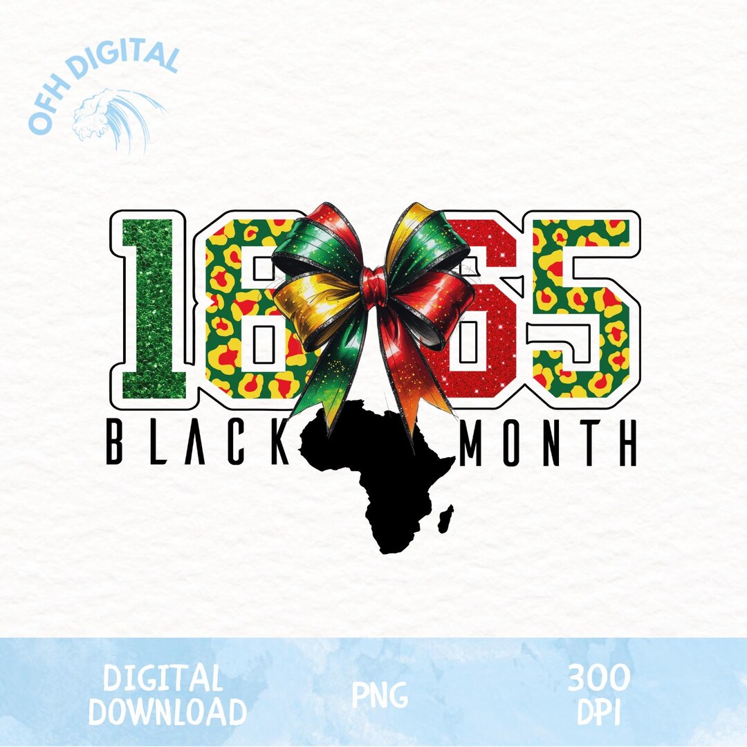 Glitter 1865 Map Png, Black History Png, Glitter Juneteenth Bow Png ...