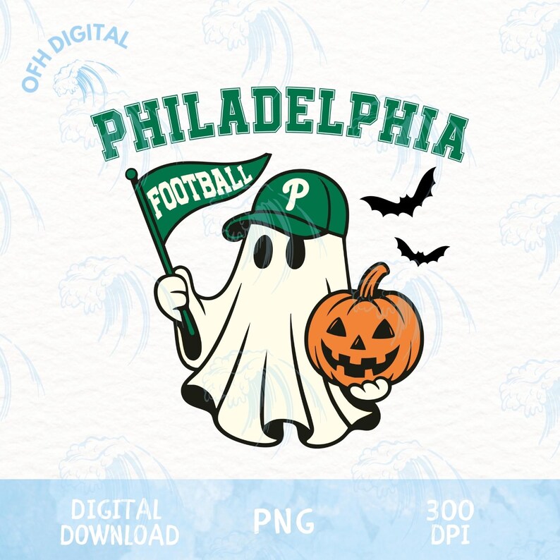Philadelphia Ghost Halloween Png, Vintage Football Png, Halloween ...