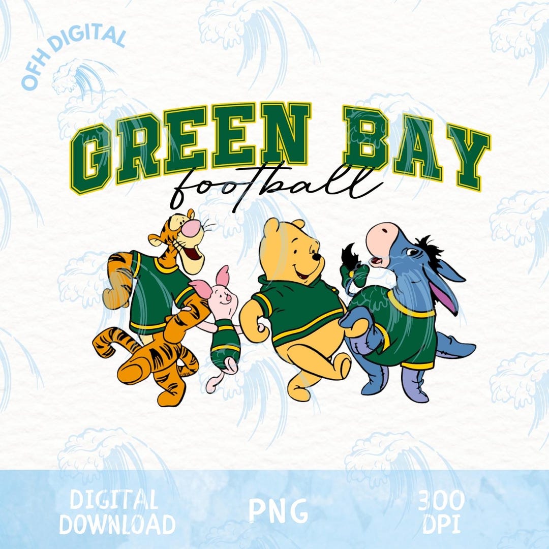 Winnie the Pooh Green Bay Png, Cartoon Green Bay Football Png,green Bay ...