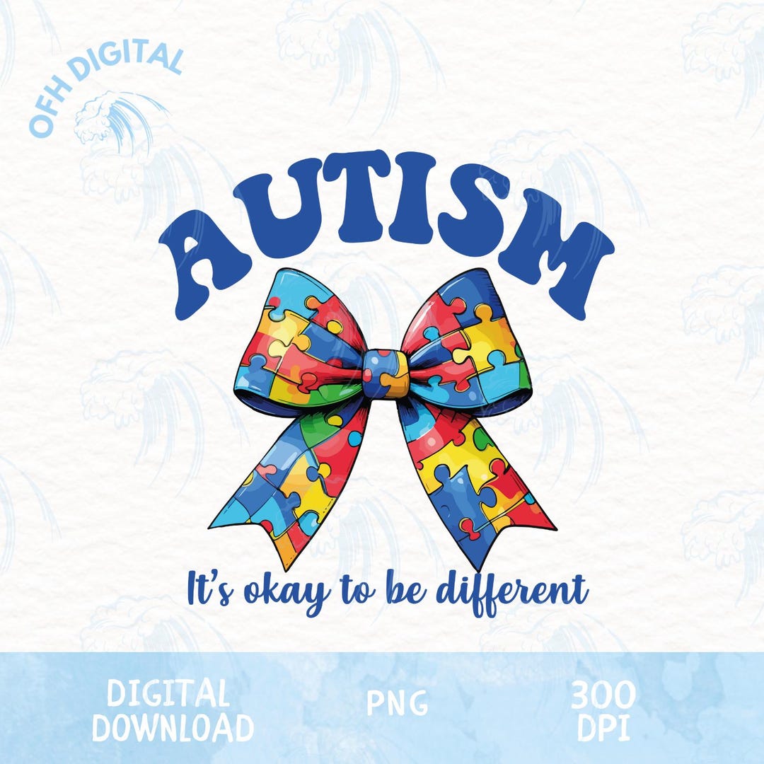 It's Okay to Be Different Png, Bow Png, Autism Ribbon Png, National ...