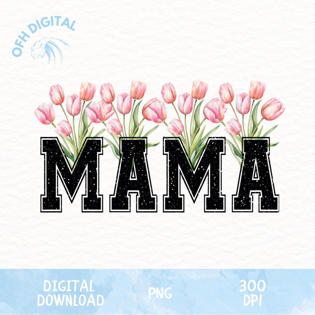 Collage Text Glitter Tulip Mama Png, Glitter Pretty Pink MAMA Text Png ...