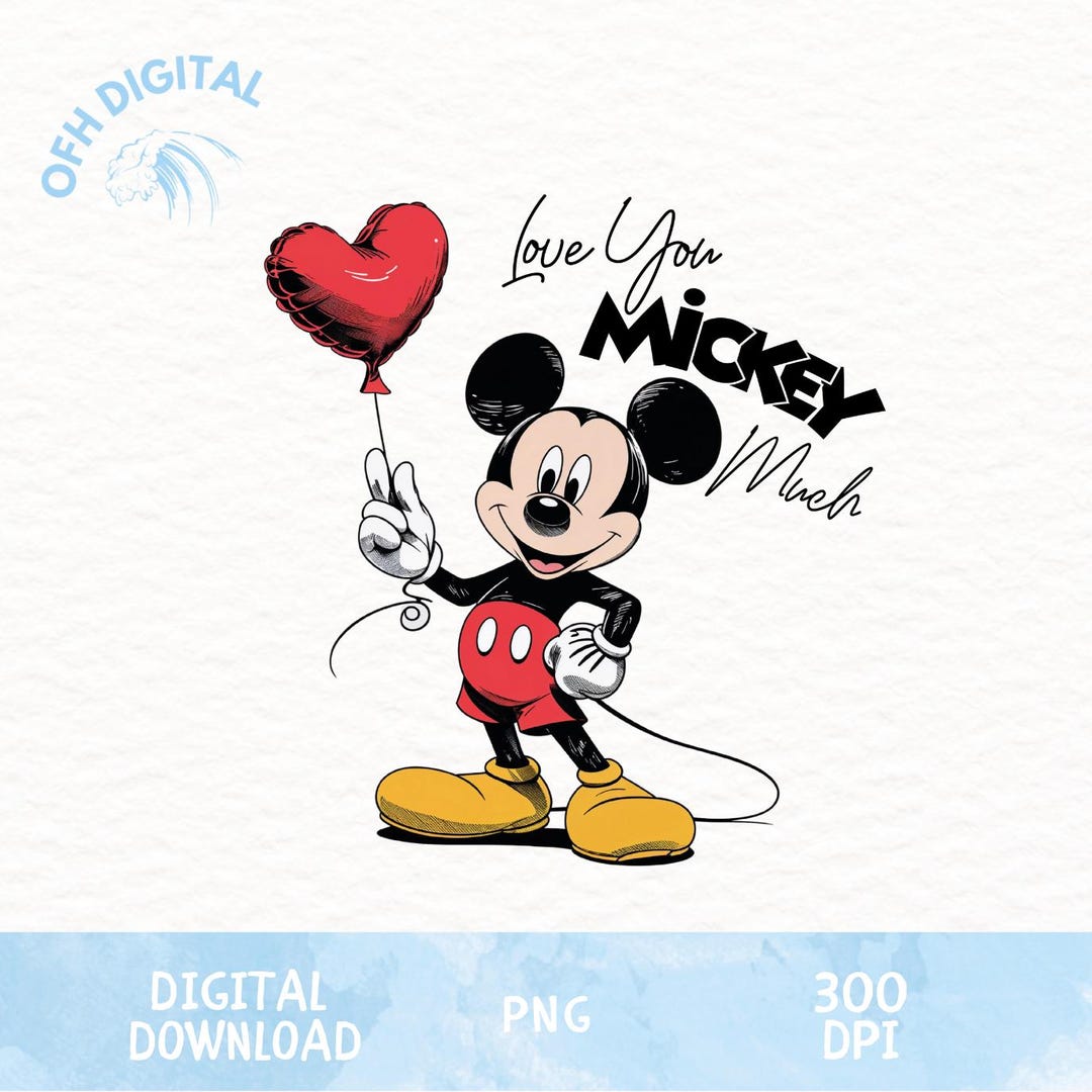 Love You Mickey Much Png, Valentine's Mickey Png, Disney Valentine's ...
