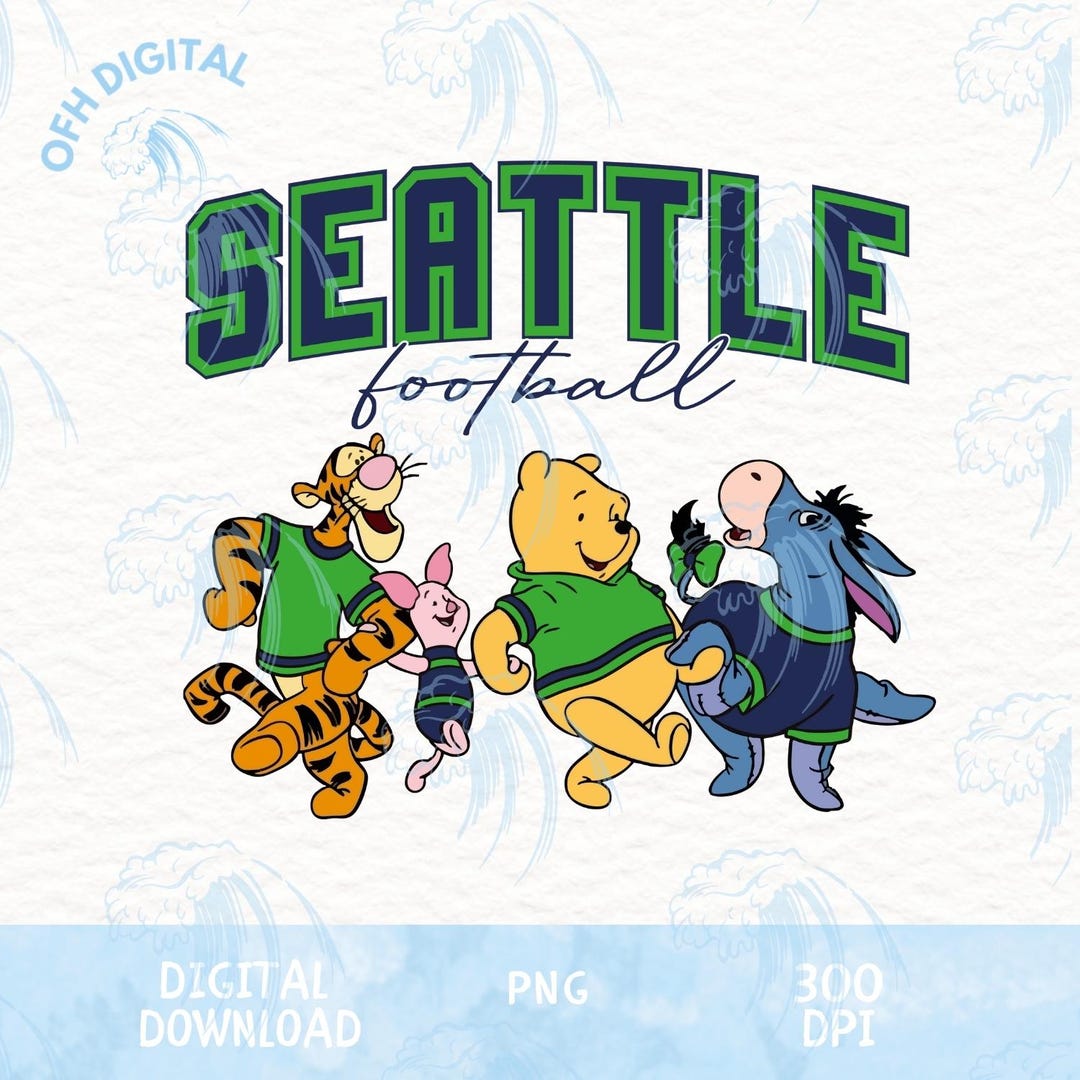 Winnie the Pooh Seattle Png, Cartoon Seattle Football Png, Seattle ...