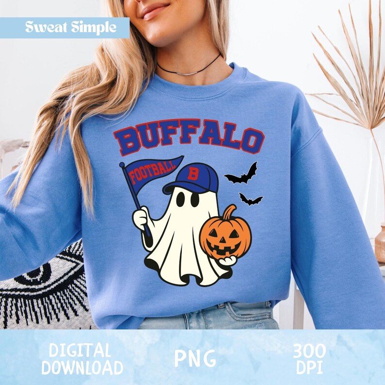 Buffalo Ghost Halloween Png, Vintage Football Png, Halloween Football ...