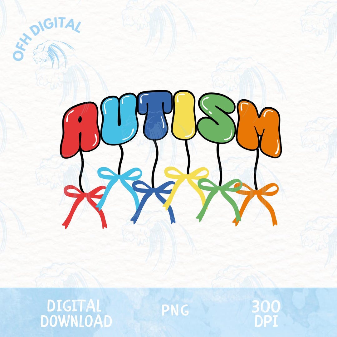 Bubble Autism With Ribbon Text Png, Autism Kindergarten Png, National ...