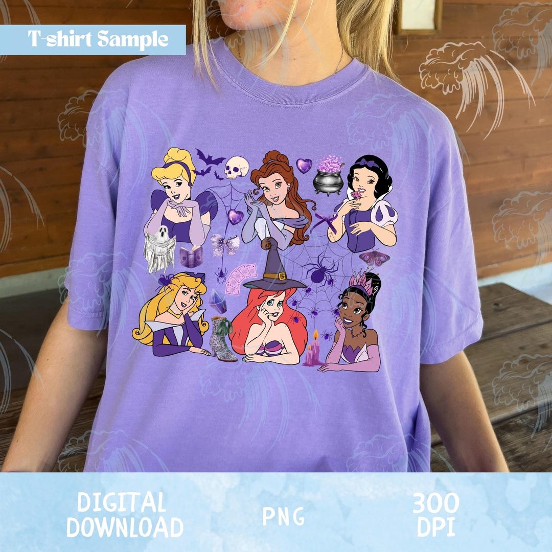 Spooky Disney Princess Png, Witches Princess T-shirt Png, Girls Magical ...