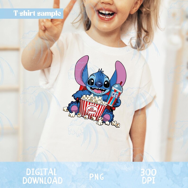 Stitch Drink Icee Png, Lilo and Stitch Popcorn Cinema Png, 2025 Cartoon ...