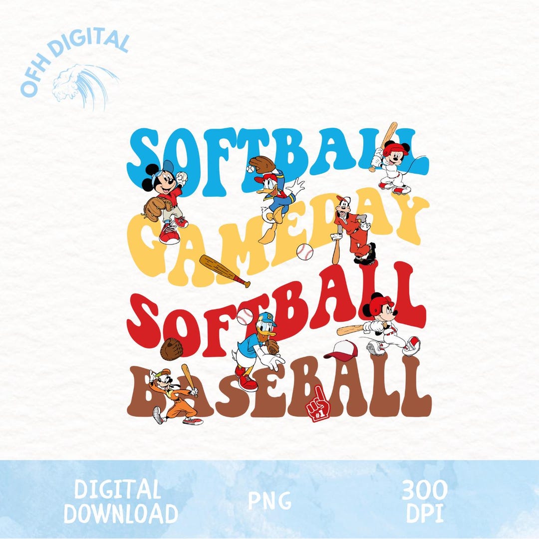 Retro Colors Softball Mouse Friends Png, Sport Designs Disney Mouse ...