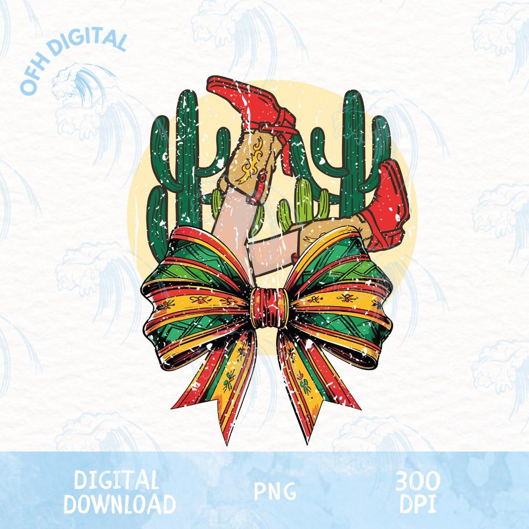 Let's Go Girls Cinco De Mayo Cowboy Bow Png, Mexico Bow Png, Mexican ...