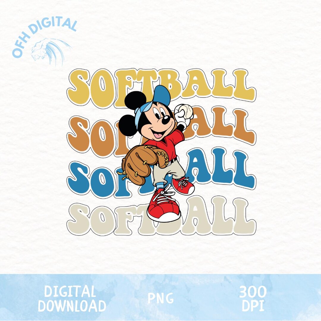 Softball Mouse Png, Vintage Baseball Png, Disney Mouse Png, Trendy ...