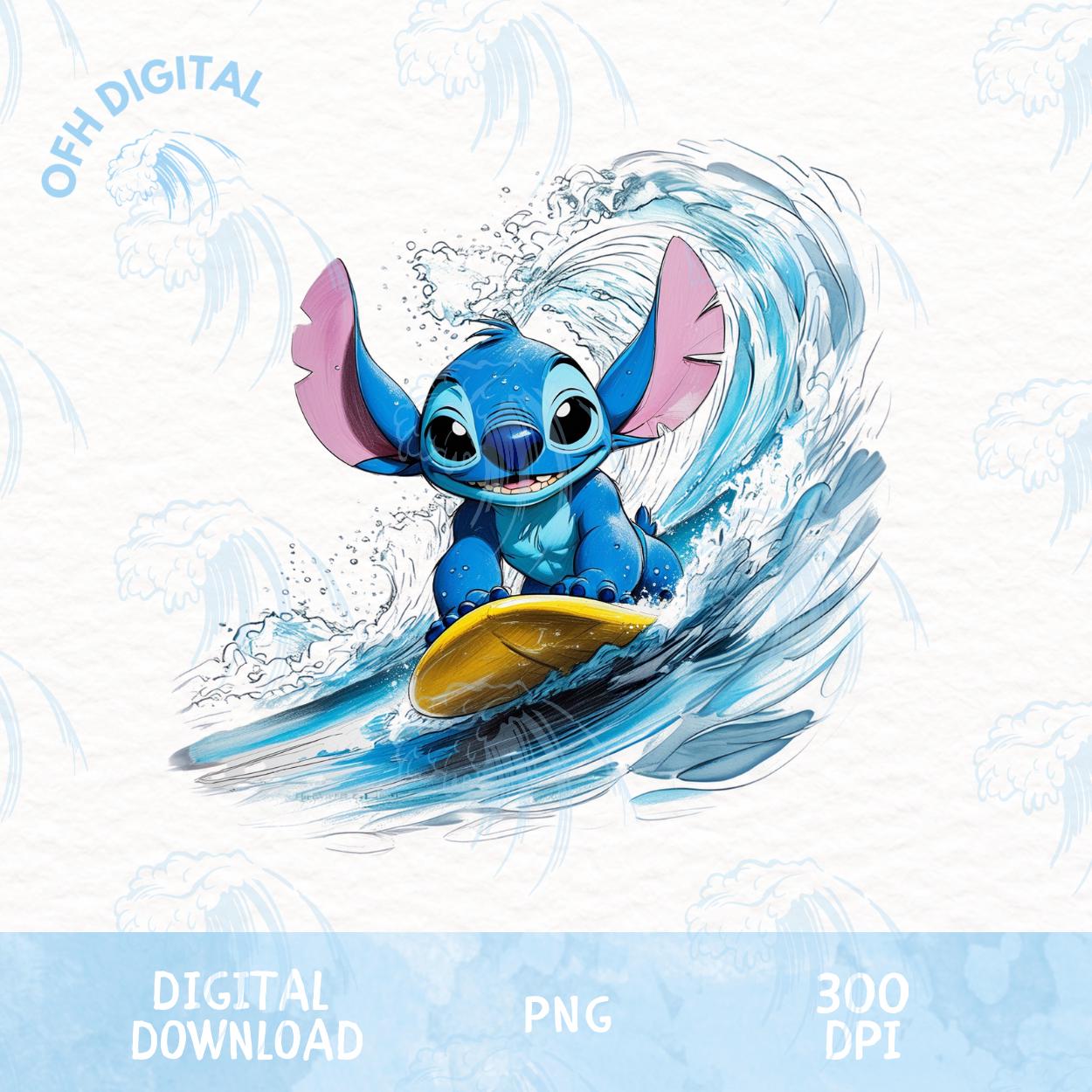Stitch Surfing Png, Summer Stitch Design Png, Beach Stitch Png, 2025 ...