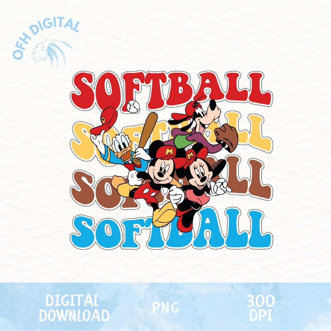 Retro Softball Mouse Friends Png, Vintage Baseball Png, Trendy Cartoon ...
