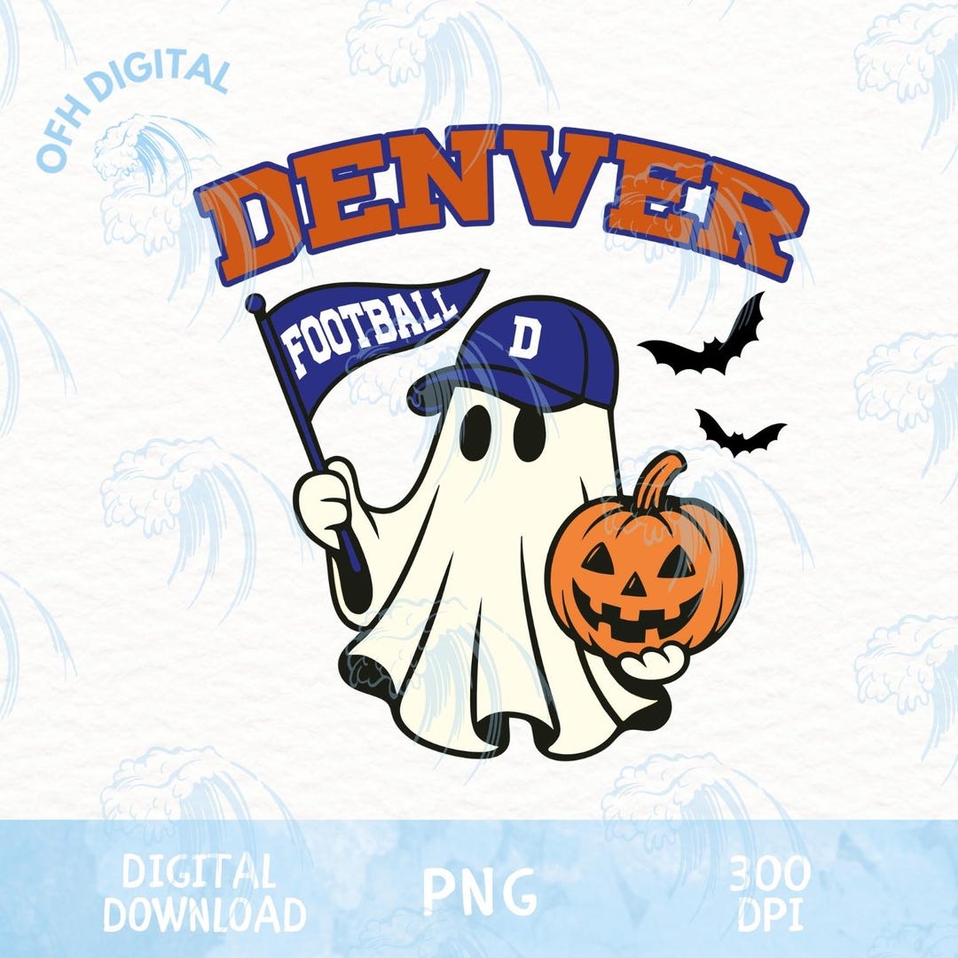 Denver Ghost Halloween Png, Denver Vintage Football Png, Halloween ...