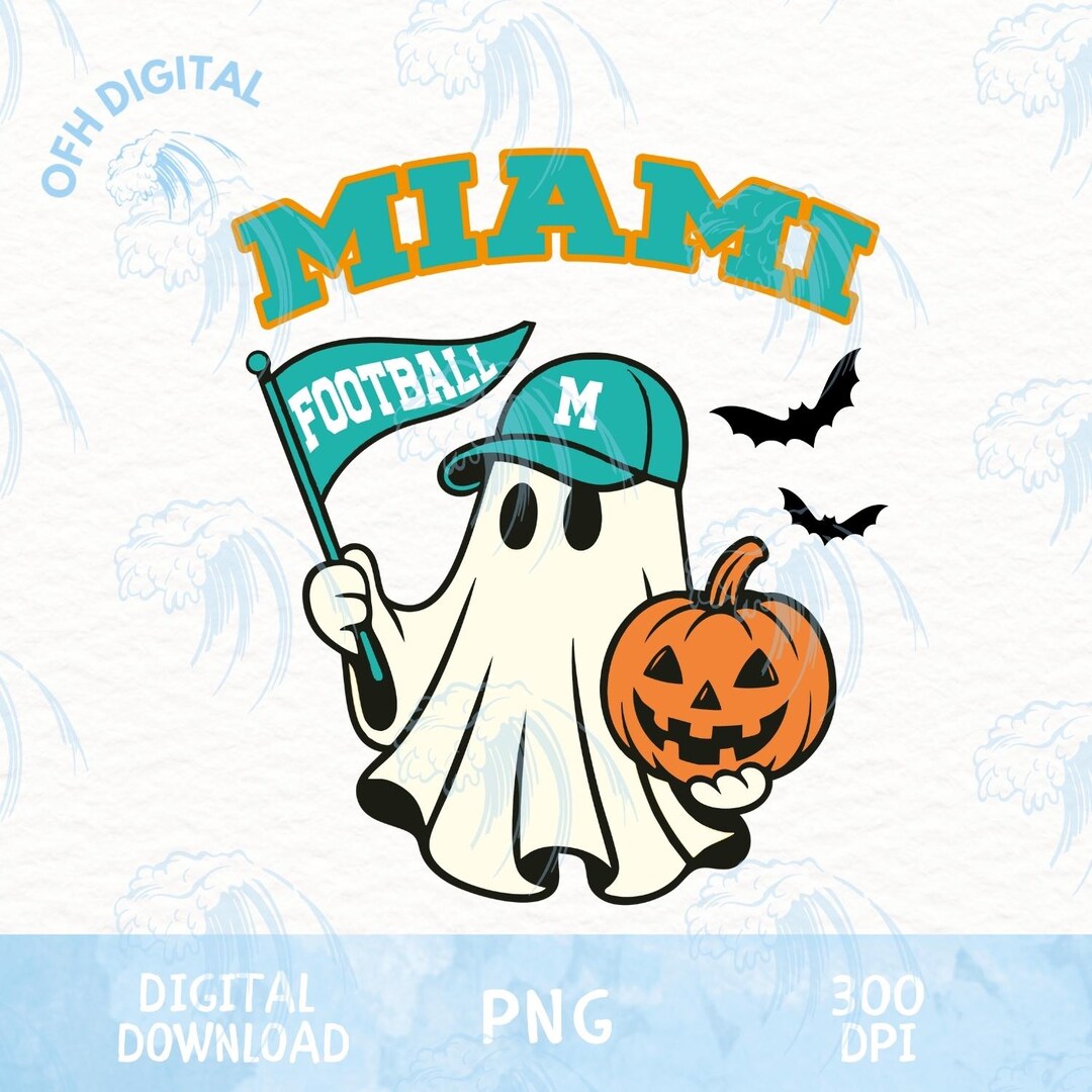 Miami Ghost Halloween Png, Miami Vintage Football Png, Halloween ...