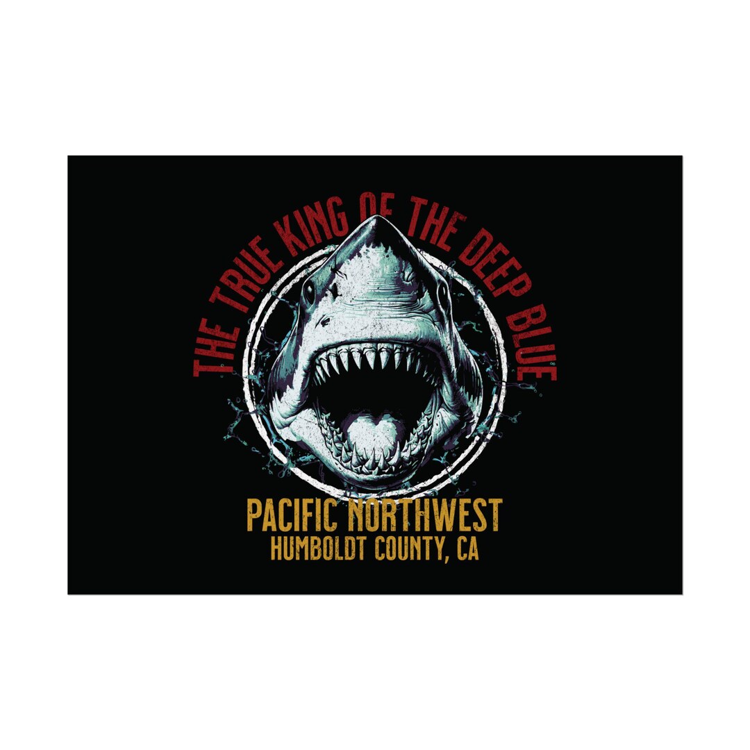 The True King of the Deep Blue Art Poster, Great White Shark Wall Art ...