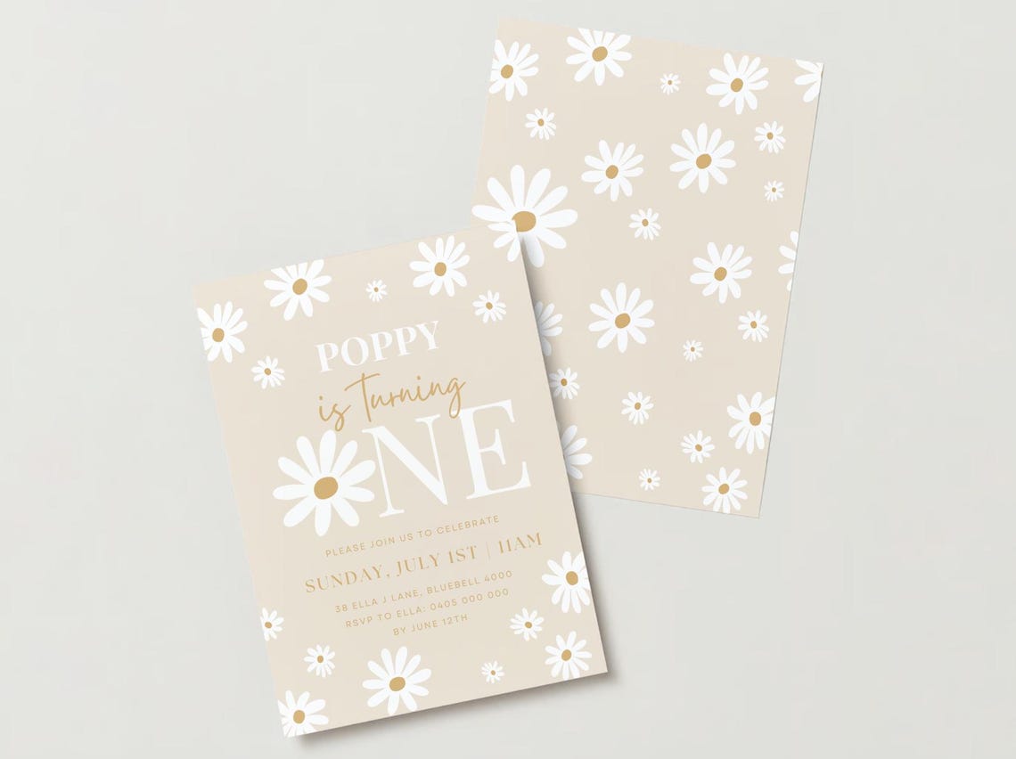 Daisy Birthday Invitation, Flower 1st Birthday Invite, Daisy Invitation ...