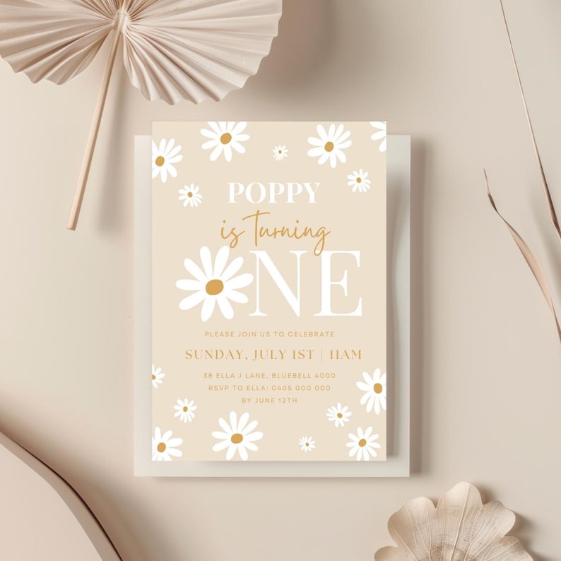 Daisy Birthday Invitation, Flower 1st Birthday Invite, Daisy Invitation ...
