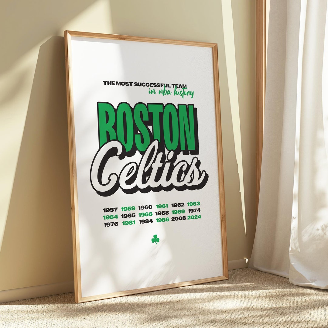 Boston Celtics Typographic Poster | NBA Basketball Sports Print | Retro ...