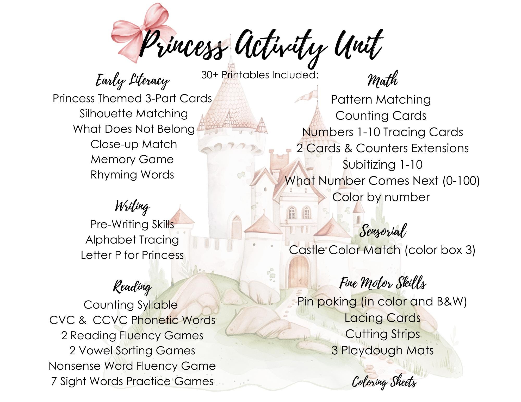 Princess Activity Unit (montessori Inspired) - Etsy
