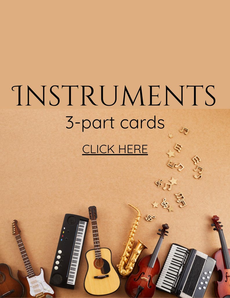 Instruments 3-part Cards - Etsy