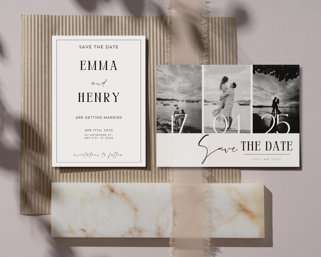 Modern Minimalist Save the Date Template, Wedding Save Our Date Card ...