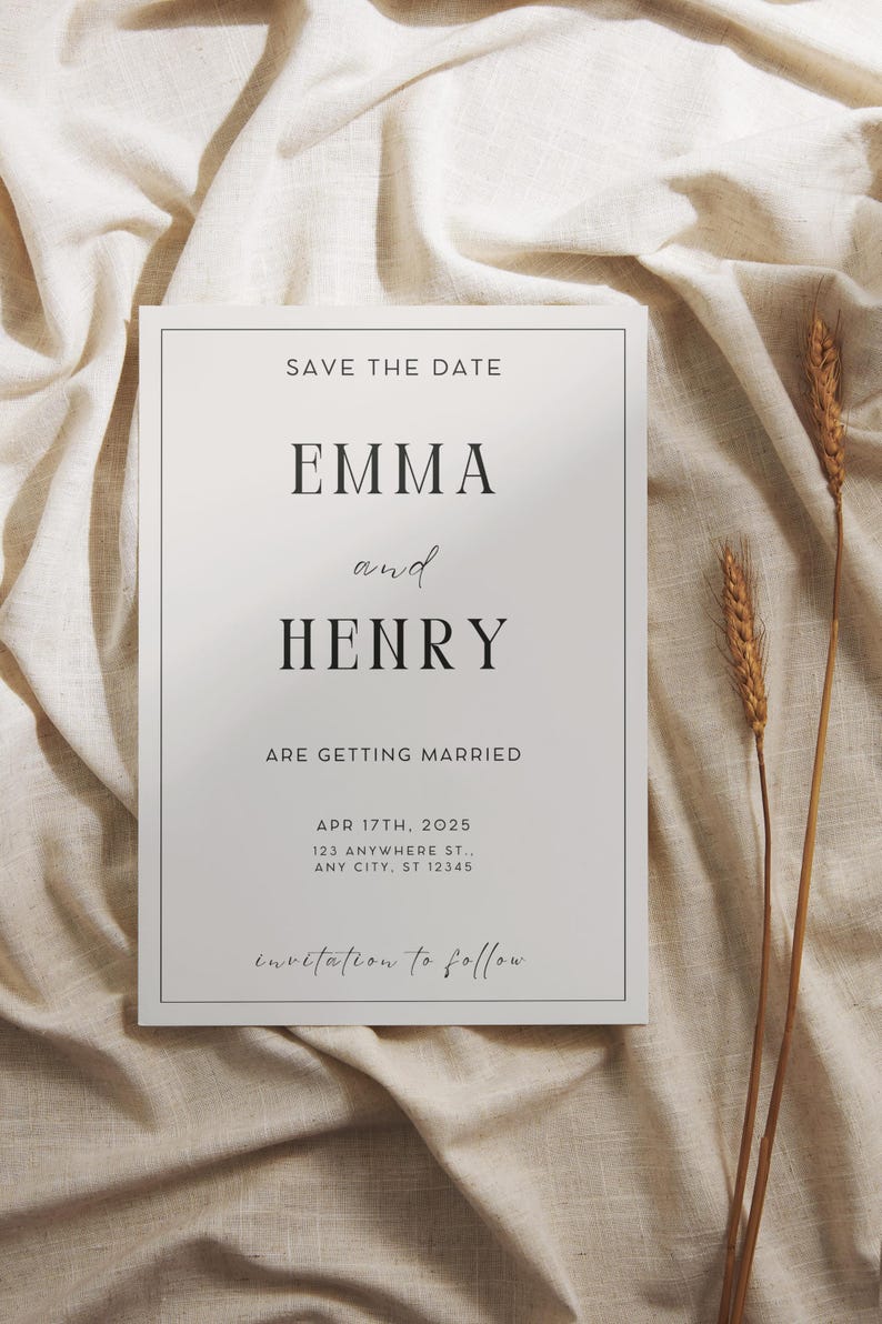 Modern Minimalist Save the Date Template, Wedding Save Our Date Card ...