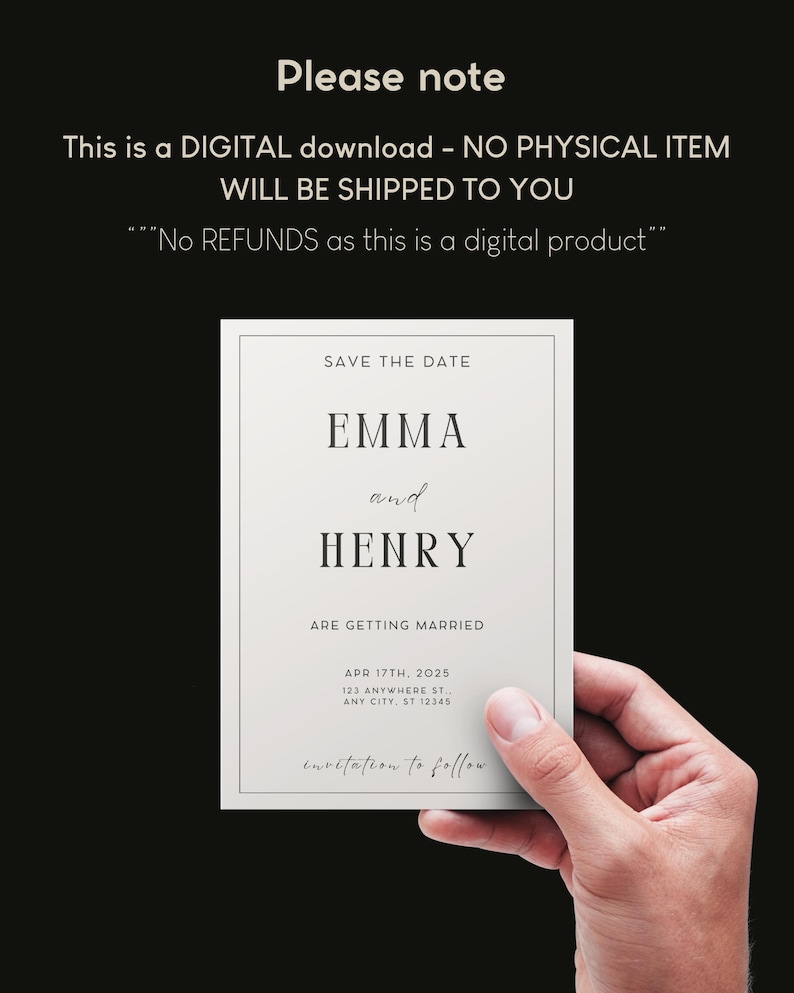 Modern Minimalist Save the Date Template, Wedding Save Our Date Card ...