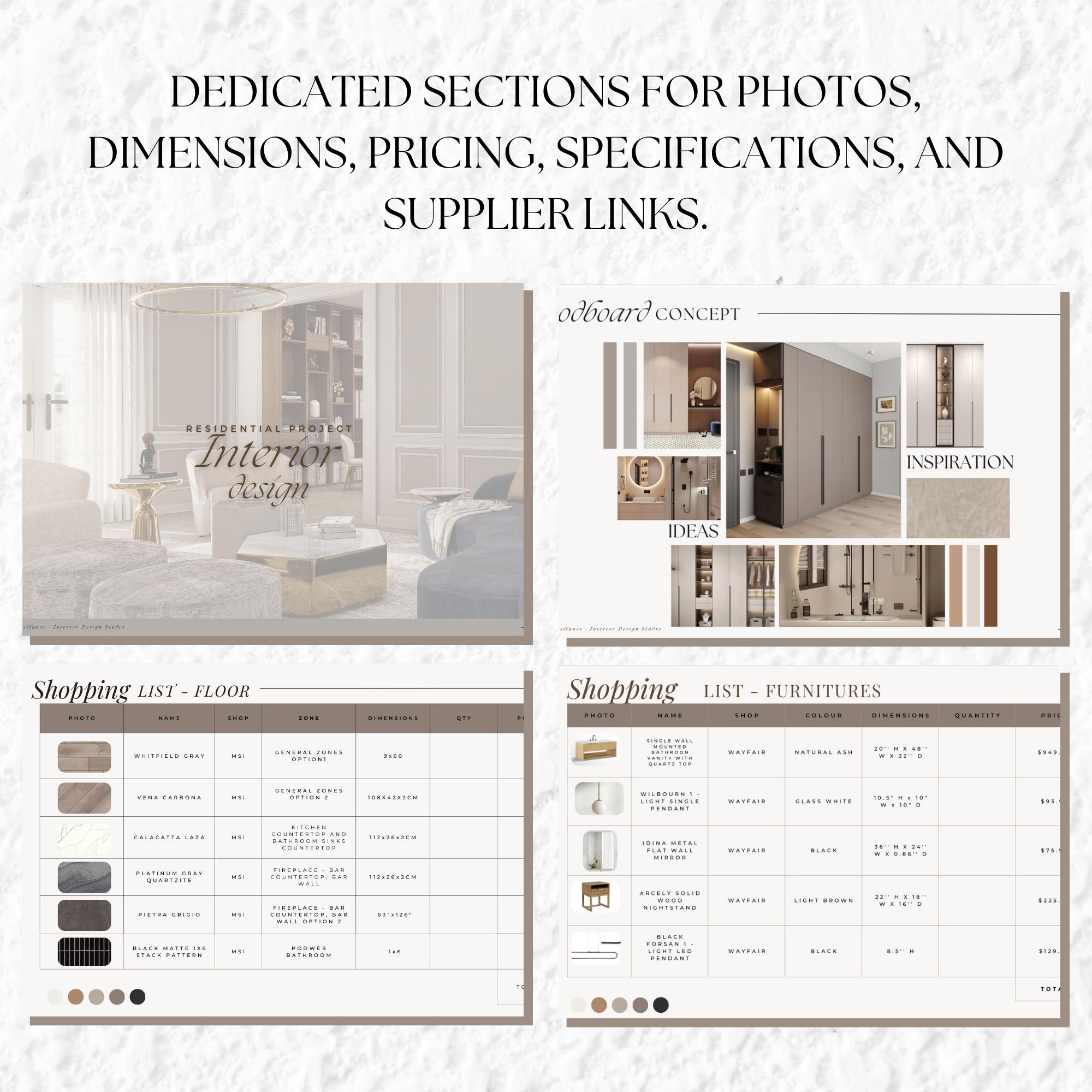 FF&E Schedule Template for Interior Designers. - Etsy