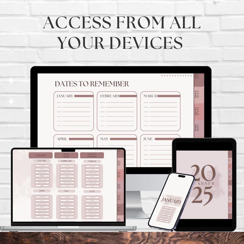 Undated Rose Gold Digital Planner, Goodnotes iPad and Android, Includes ...