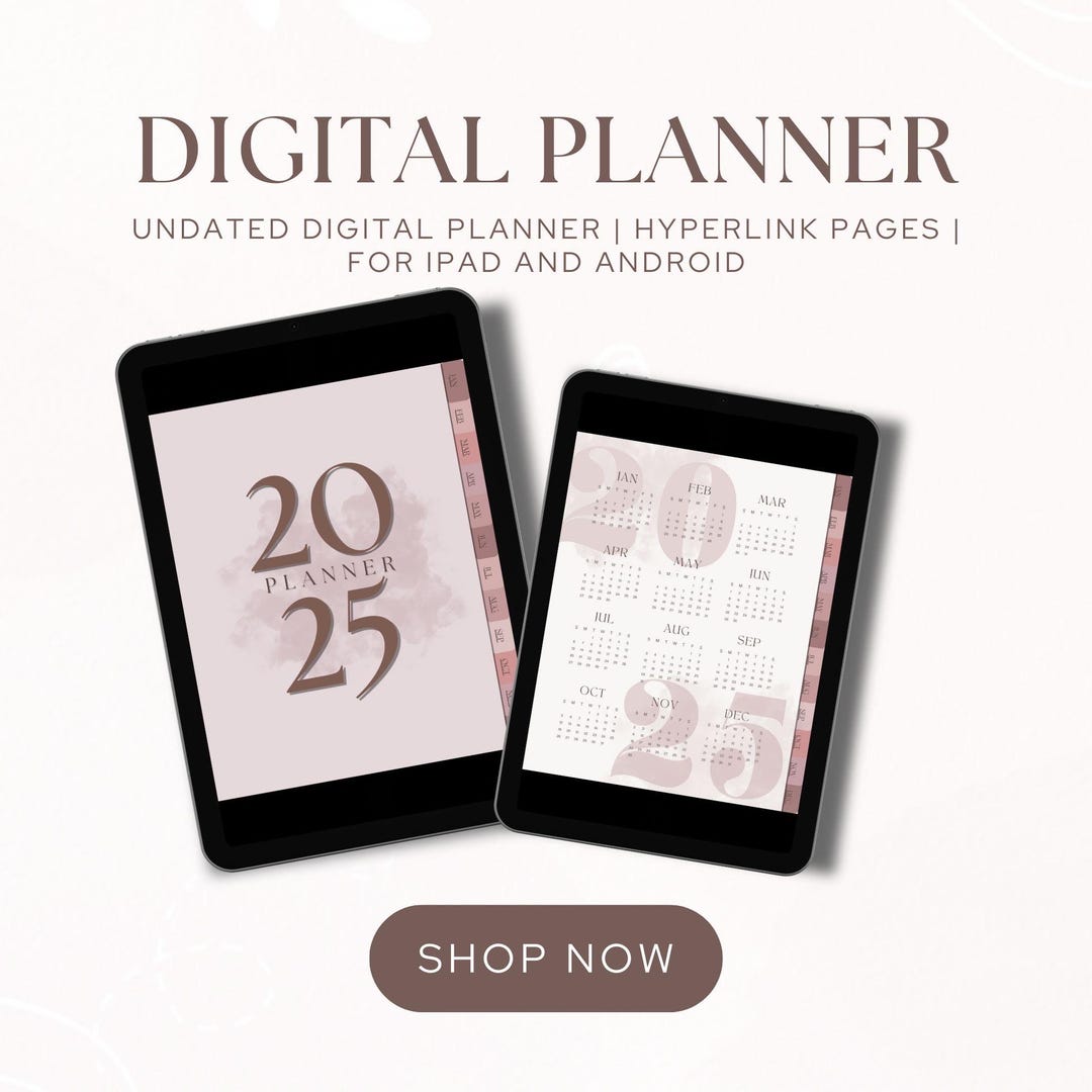 Undated Rose Gold Digital Planner, Goodnotes iPad and Android, Includes ...