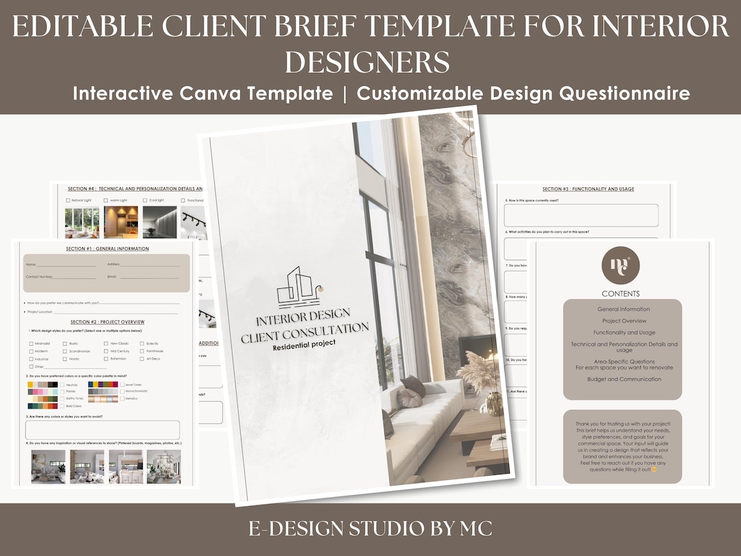 Editable Client Consultation Template for Interior Designers ...