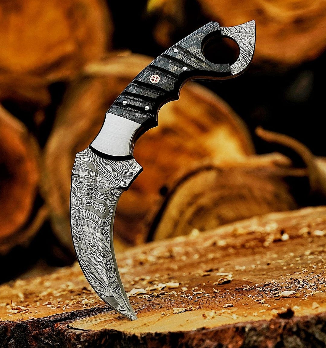 Karambit Knife Black Hand Forged Damascus Bowie Knife Damascus Steel ...