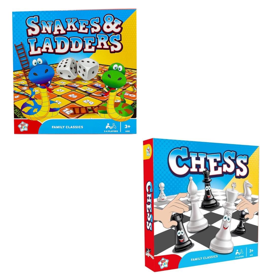 Snakes Ladders + Chess Game Bundle - Family Fun Board Games ...