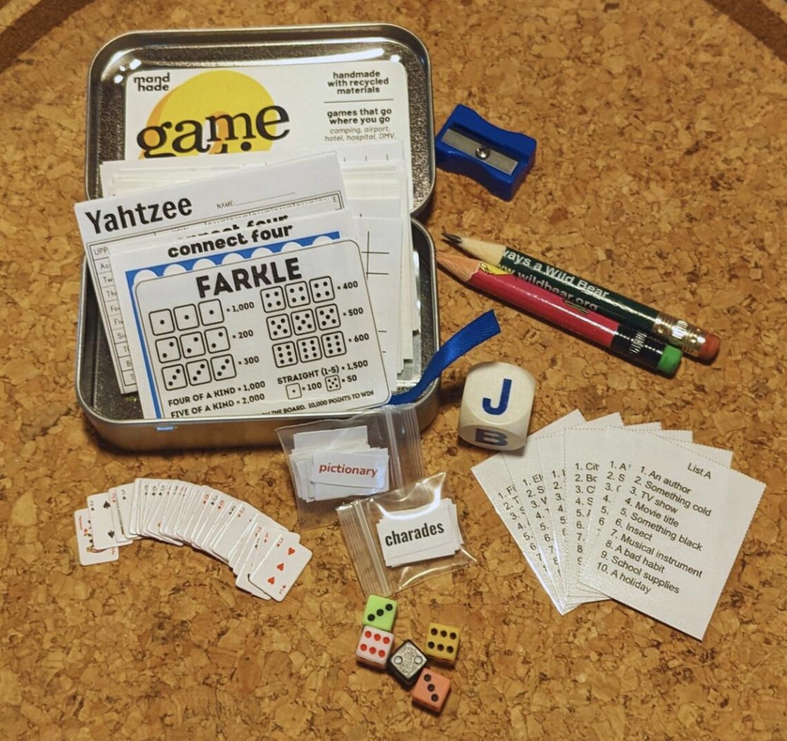 GAME TIN - Traveling Mini Games Made With Recycled Materials - Etsy