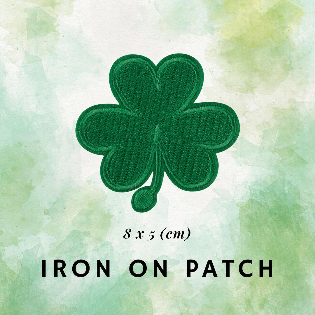 LUCKY IRISH CLOVER Patch Iron-on Embroidered Shamrock Ireland Dark ...