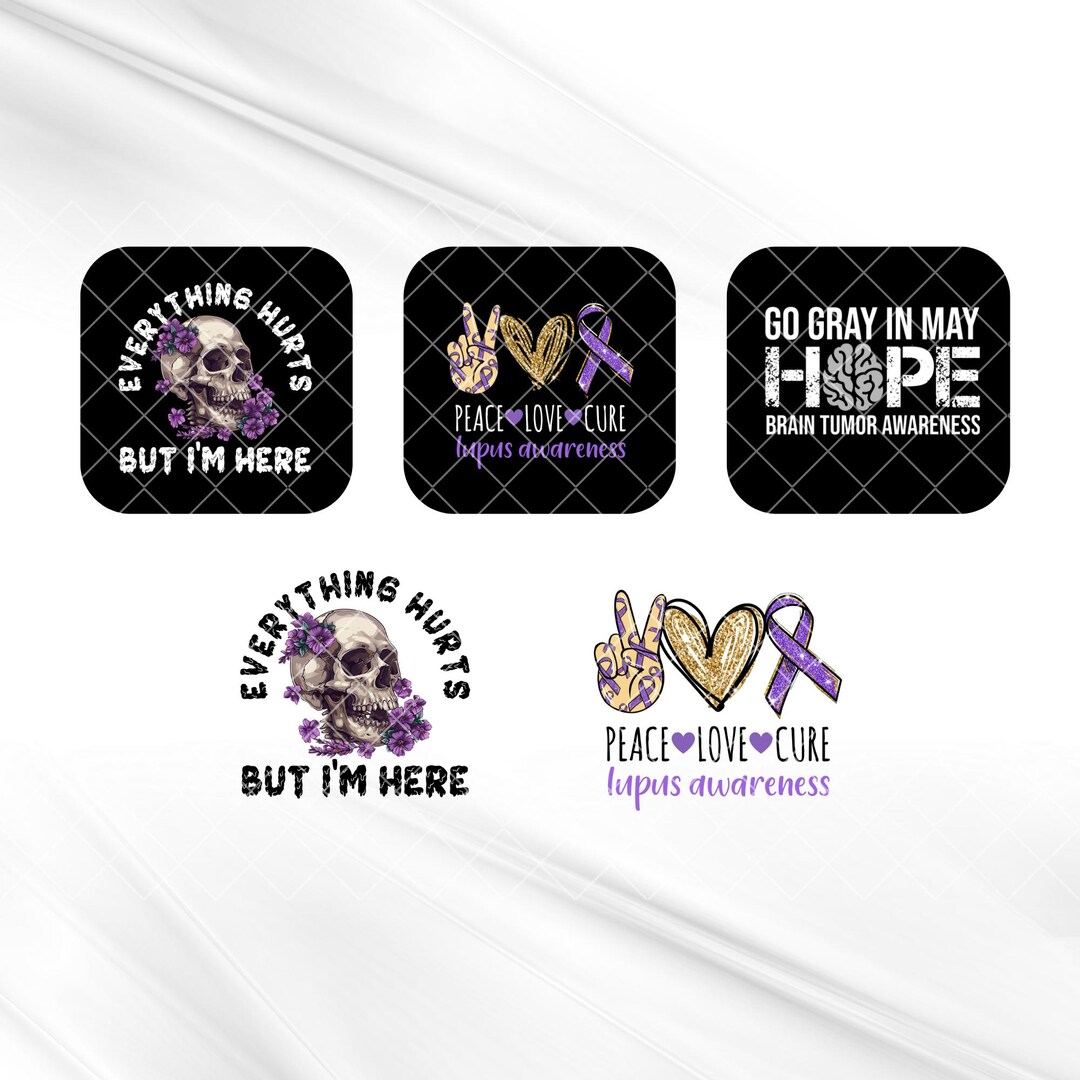 Brain Cancer Awareness Bundle Png, Brain Cancer Warrior Support Png ...