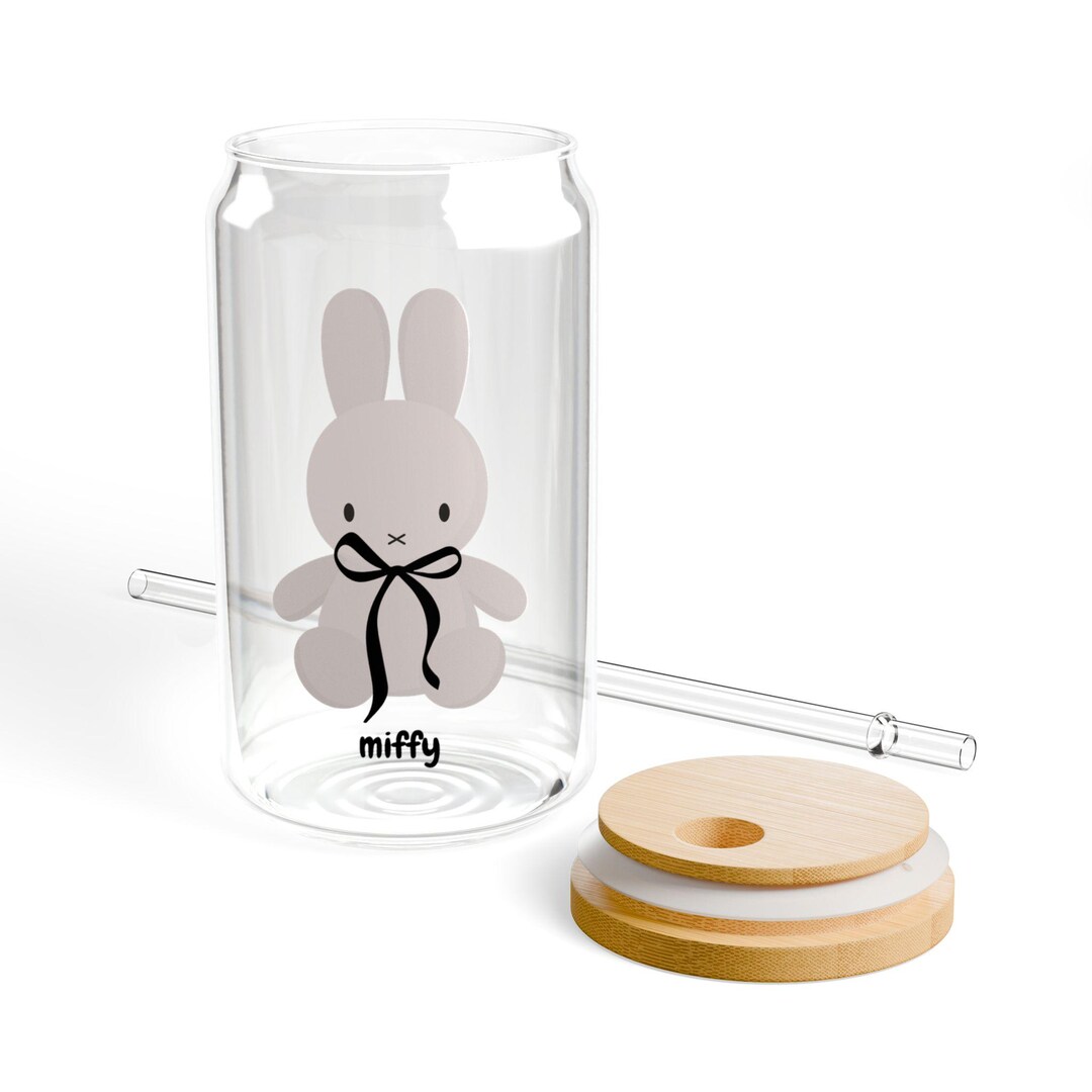 Miffy Glass, Adorable Rabbit Tumbler, Cute Bunny Cup, 16oz Sipper Glass ...