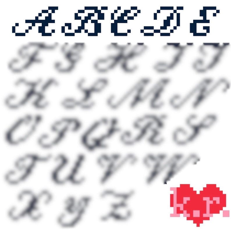Script Alphabet Digital Stitch Chart - Etsy