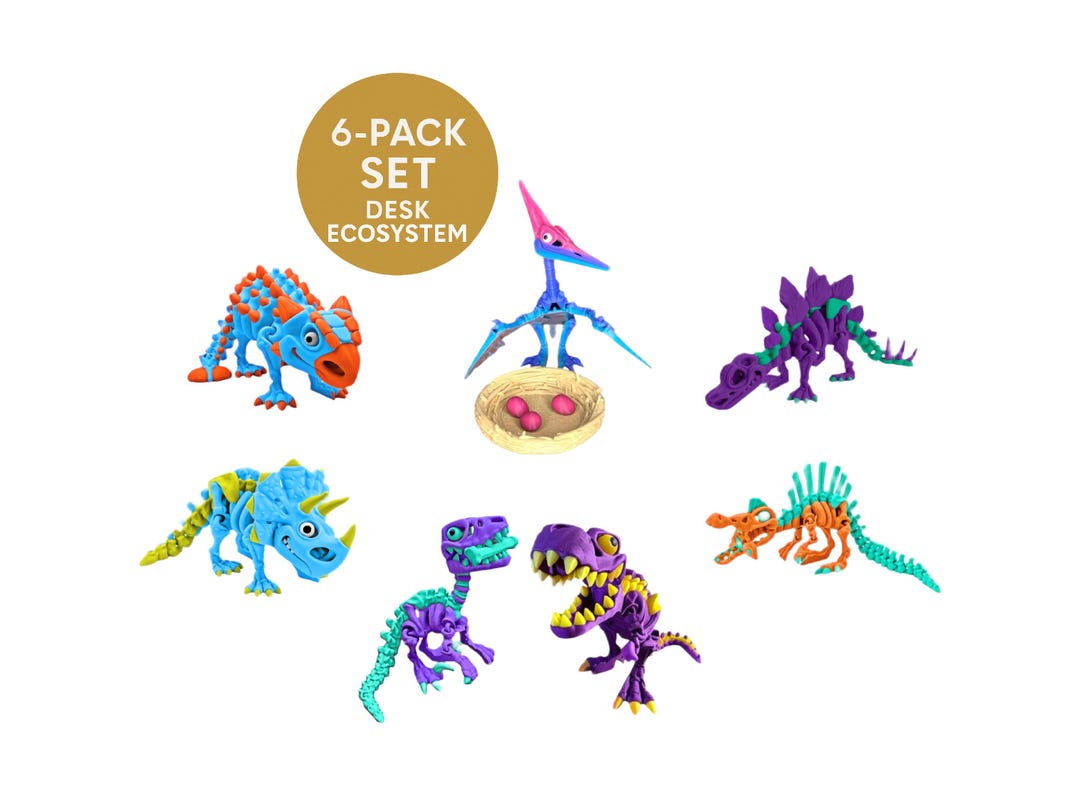 Standard Dinosaur Skeleton Set – Articulated Animal 6-pack Flexi Desk ...