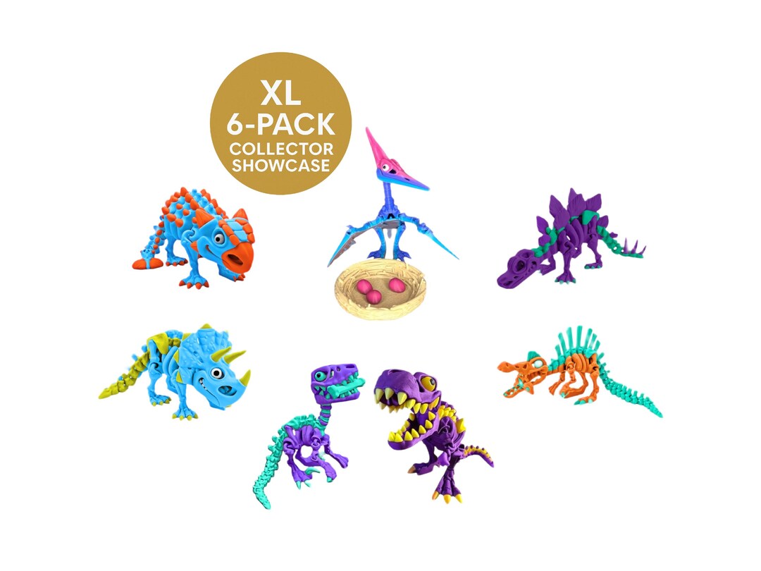 XL Dinosaur Collector Set – Articulated Animal 6-pack Giant Flexi ...