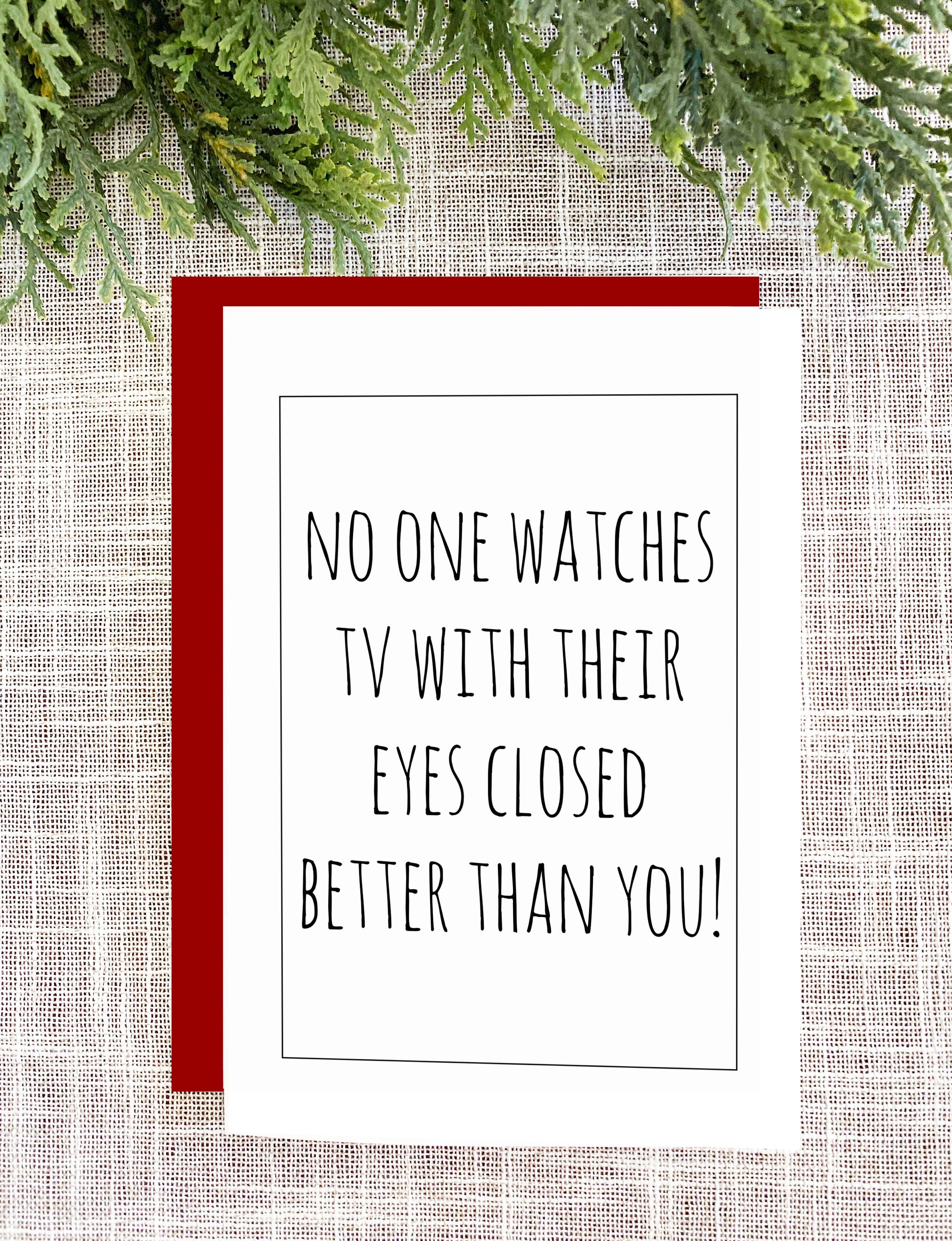 Funny Birthday Card No One Watches Tv With Their Eyes Closed - Etsy