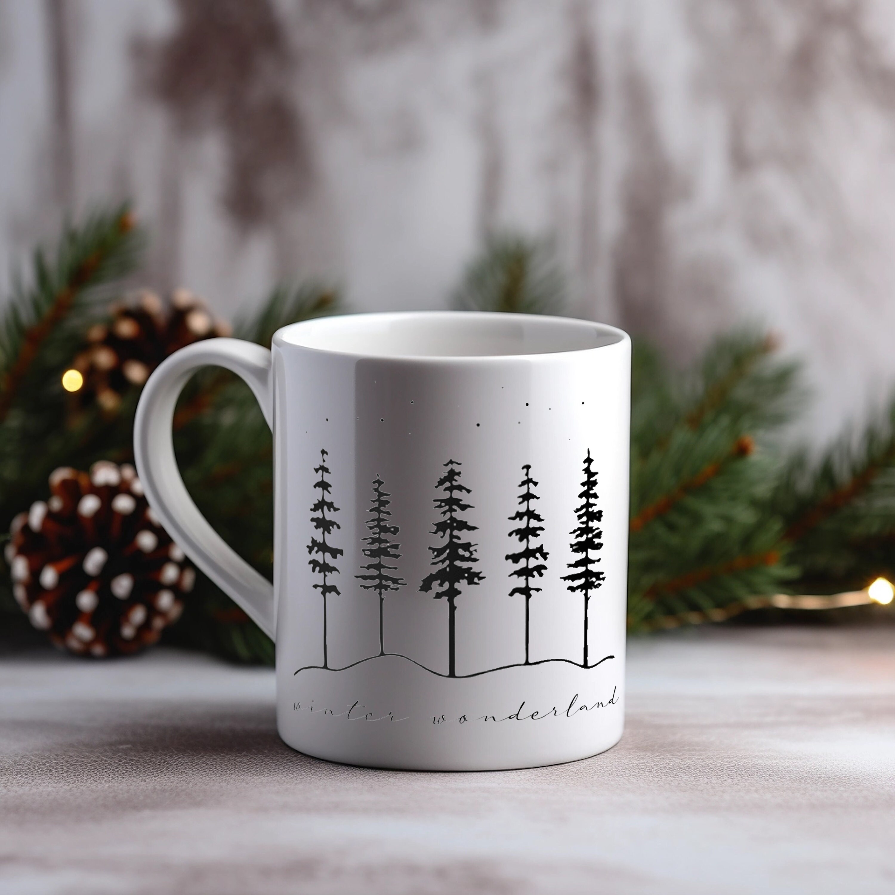 Winter Wonderland Modern Minimalist White Ceramic Coffee Mug, Great ...