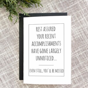 Sarcastic Going Away Printable Card Rest Assured Your Recent ...