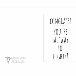 Funny Sarcastic Printable Birthday Card, Congrats You're Halfway to ...