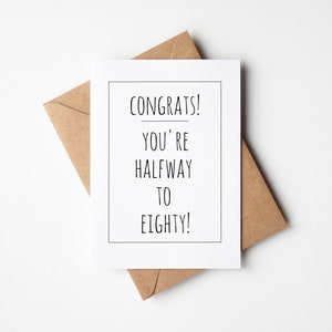 Funny Sarcastic Printable Birthday Card, Congrats You're Halfway to ...